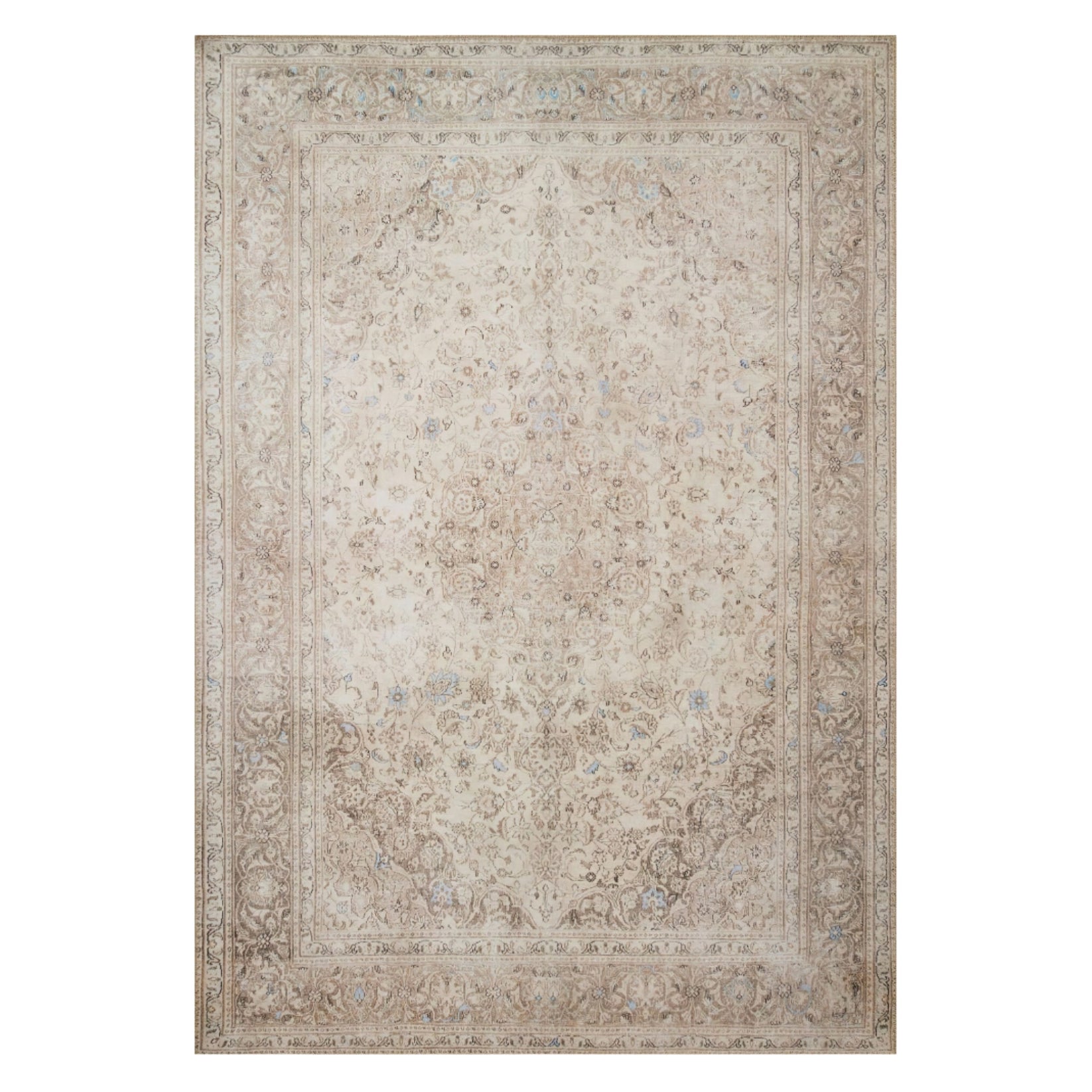 Azure - Taupe & Cornflower Vintage Distressed | Washable Rug – zenhalia